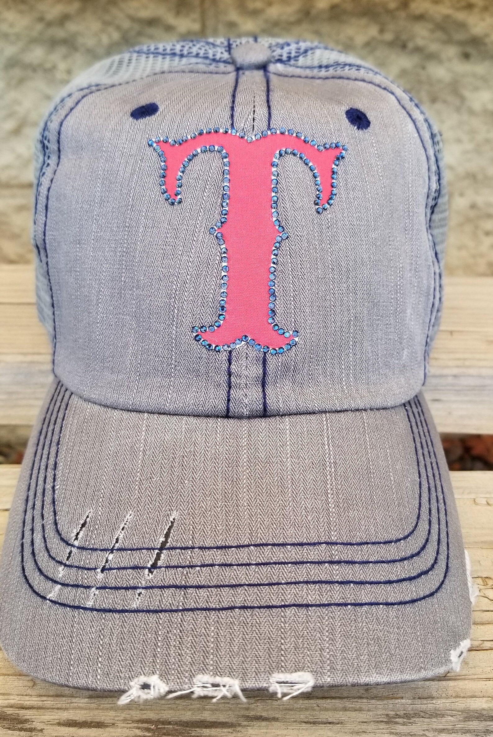 Varsity Letter B Baseball Mom Hat Rhinestone Letter Hat - Etsy