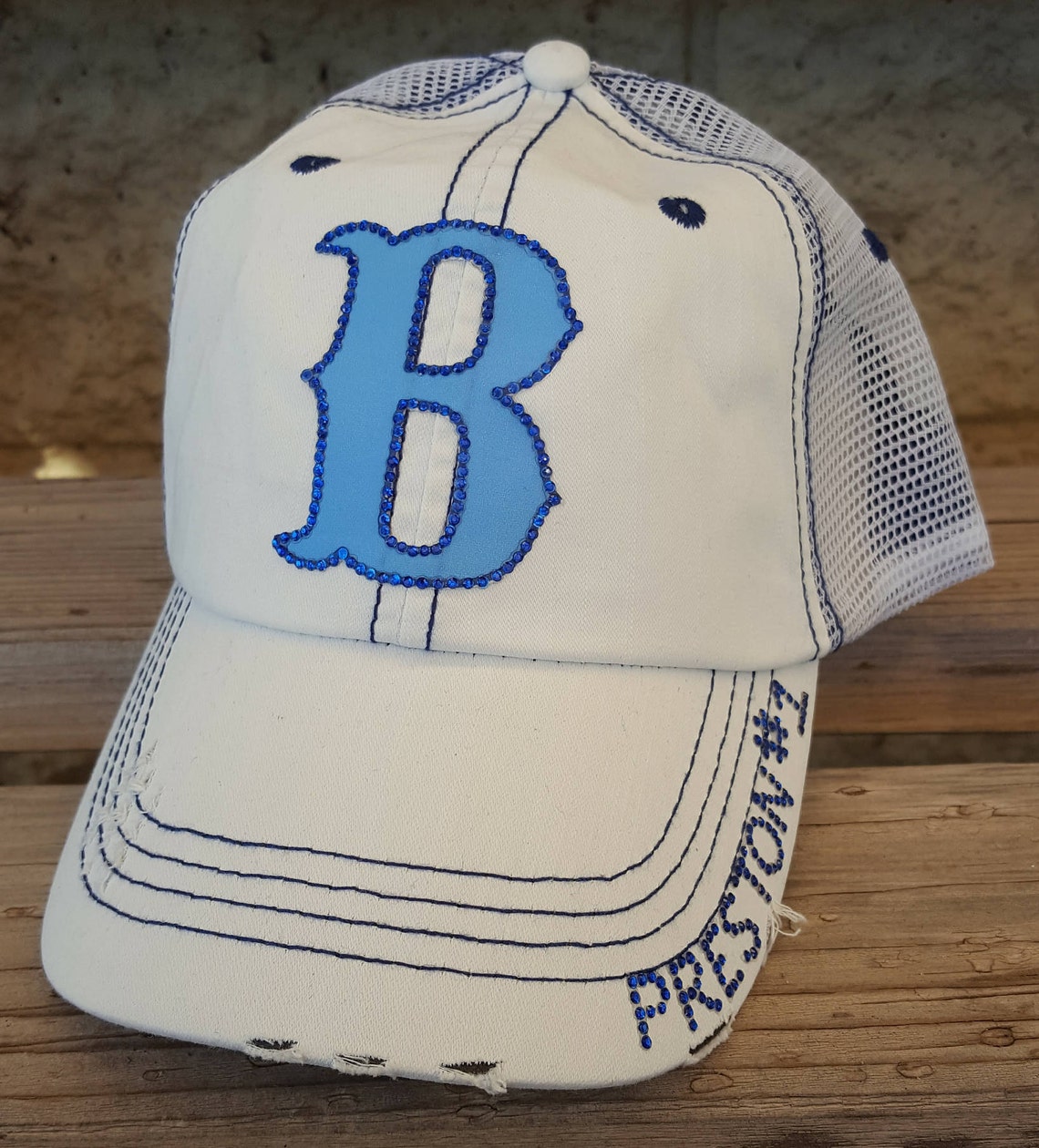 Varsity Letter B Baseball Mom Hat Rhinestone Letter Hat - Etsy