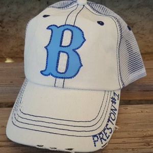 Varsity Letter B, Baseball Mom Hat, Rhinestone Letter Hat, Custom Bling ...