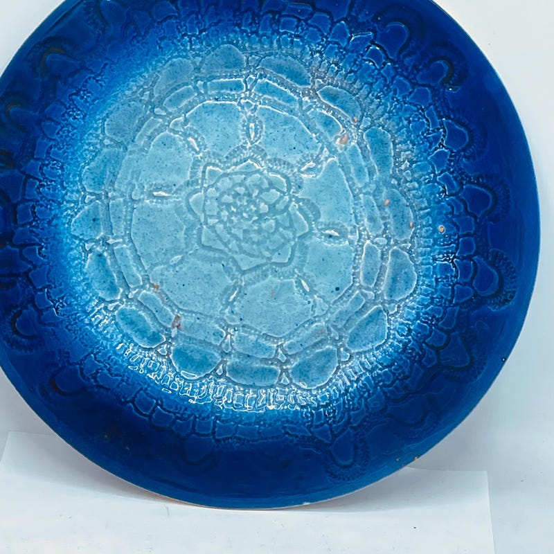 Large Antique Blue Plate - Etsy