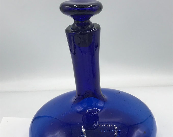 Vintage Art Glass Cobalt Blue Glass Ships Decanter, or Carafe With ...