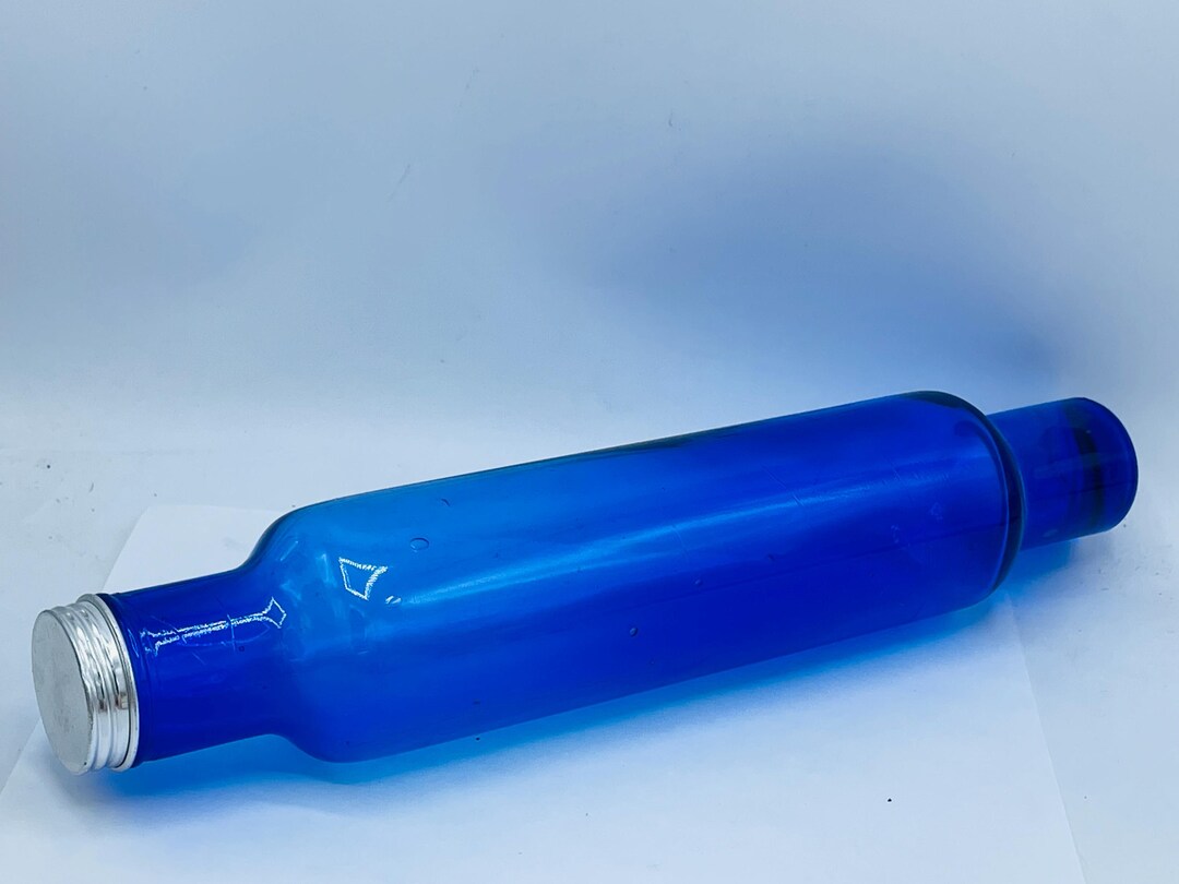 Vintage Cobalt Blue Art Glass Rolling Pin Screw Cap Hollow Interior 14 ...