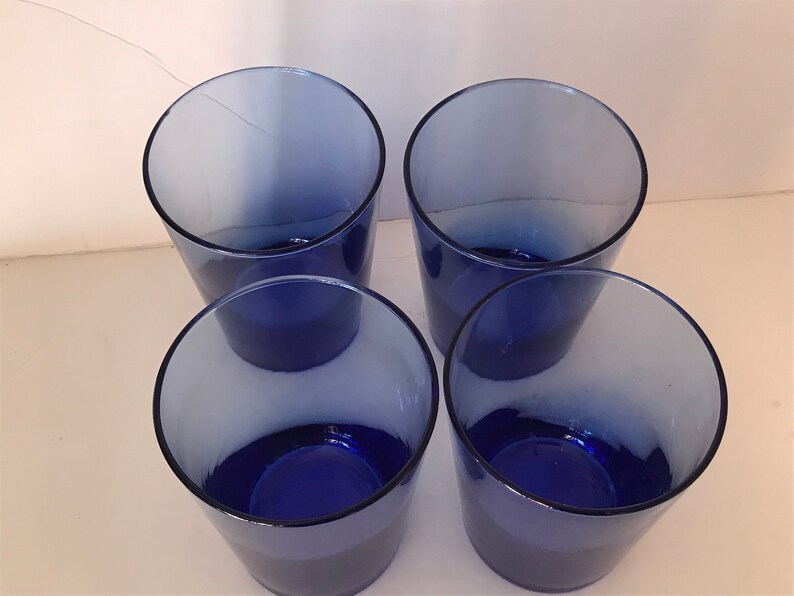 Vintage Set of 4 Cobalt Blue Glass Cocktail Rocks Whiskey | Etsy