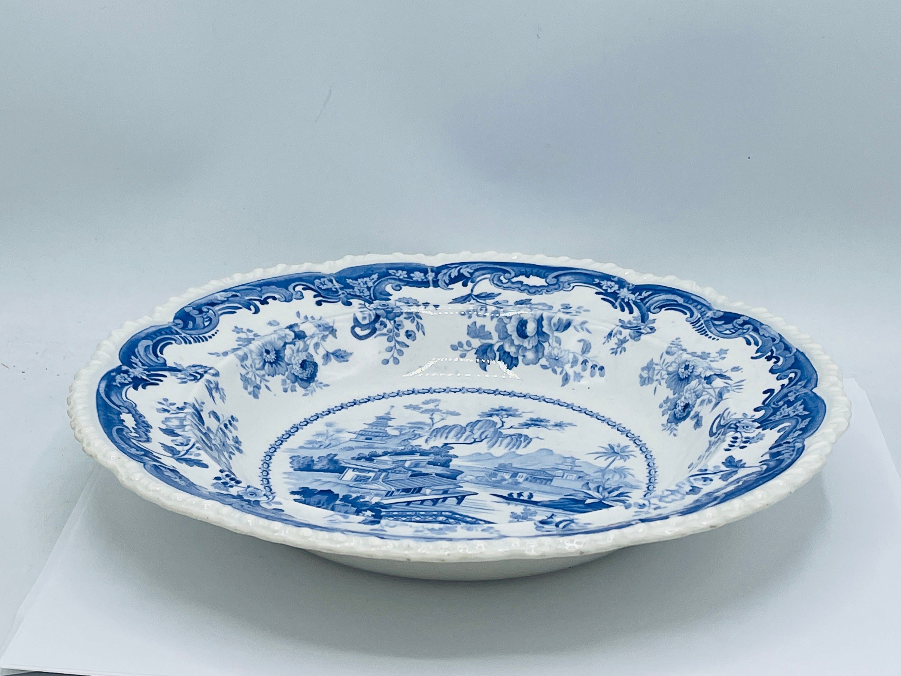 Minton Chinese Marine Opaque China Serving Bowl Blue White Antique ...
