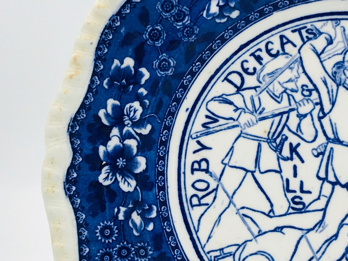 Rare Antique Robyn Defeats Flow Blue Plate Copeland Old Mark | Etsy