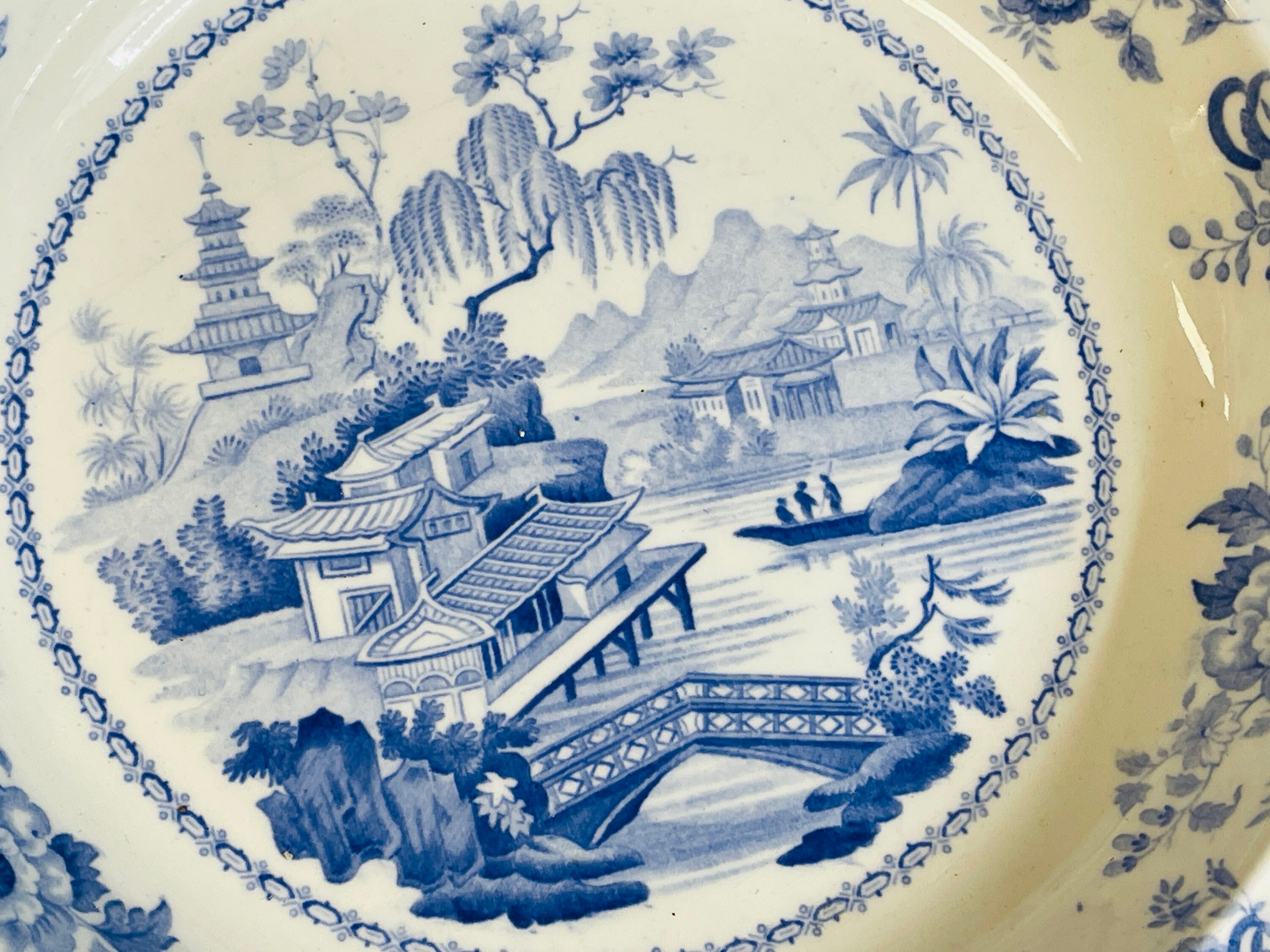 Minton Chinese Marine Opaque China Serving Bowl Blue White Antique ...