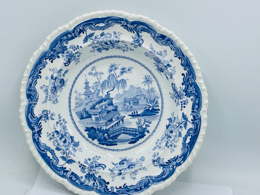 Minton Chinese Marine Opaque China Serving Bowl Blue White Antique ...