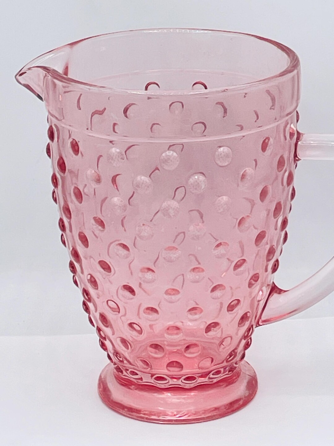 Vintage 7 1/2” T Pink Bubble Glass Pitcher Hobnail - Chip Free - Etsy
