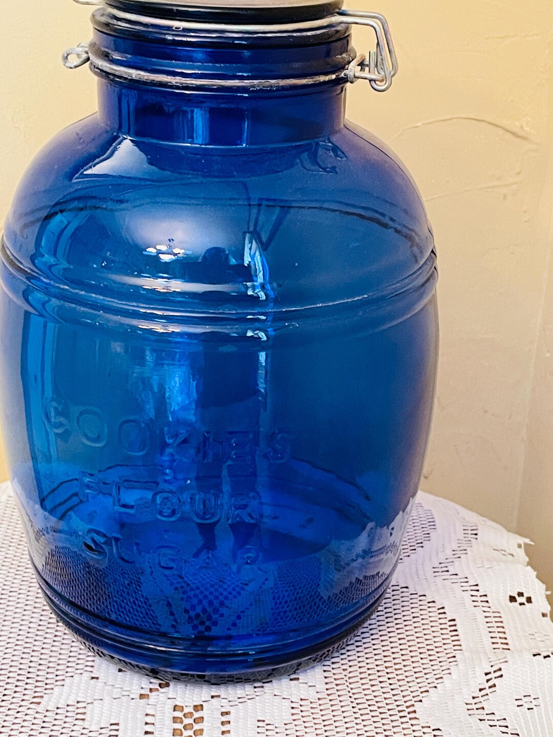 Cobalt Blue *cracker Barrel Style* Glass Canister Jar 4 Qt Cookies ...