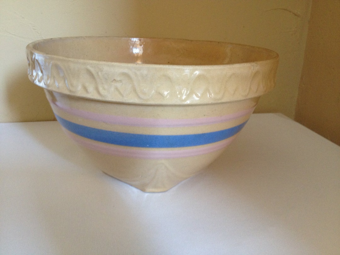 Vintage Mc Coy Blue and Pink Nesting Mixing Bowl-yellow Ware-pie Crust ...