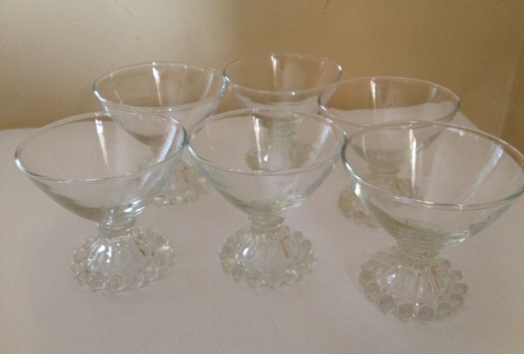 Vintage Set of (6) Anchor Hocking Wine, Ice Cream, Sherbet or Cocktail Glasses Berwick Bubble ...