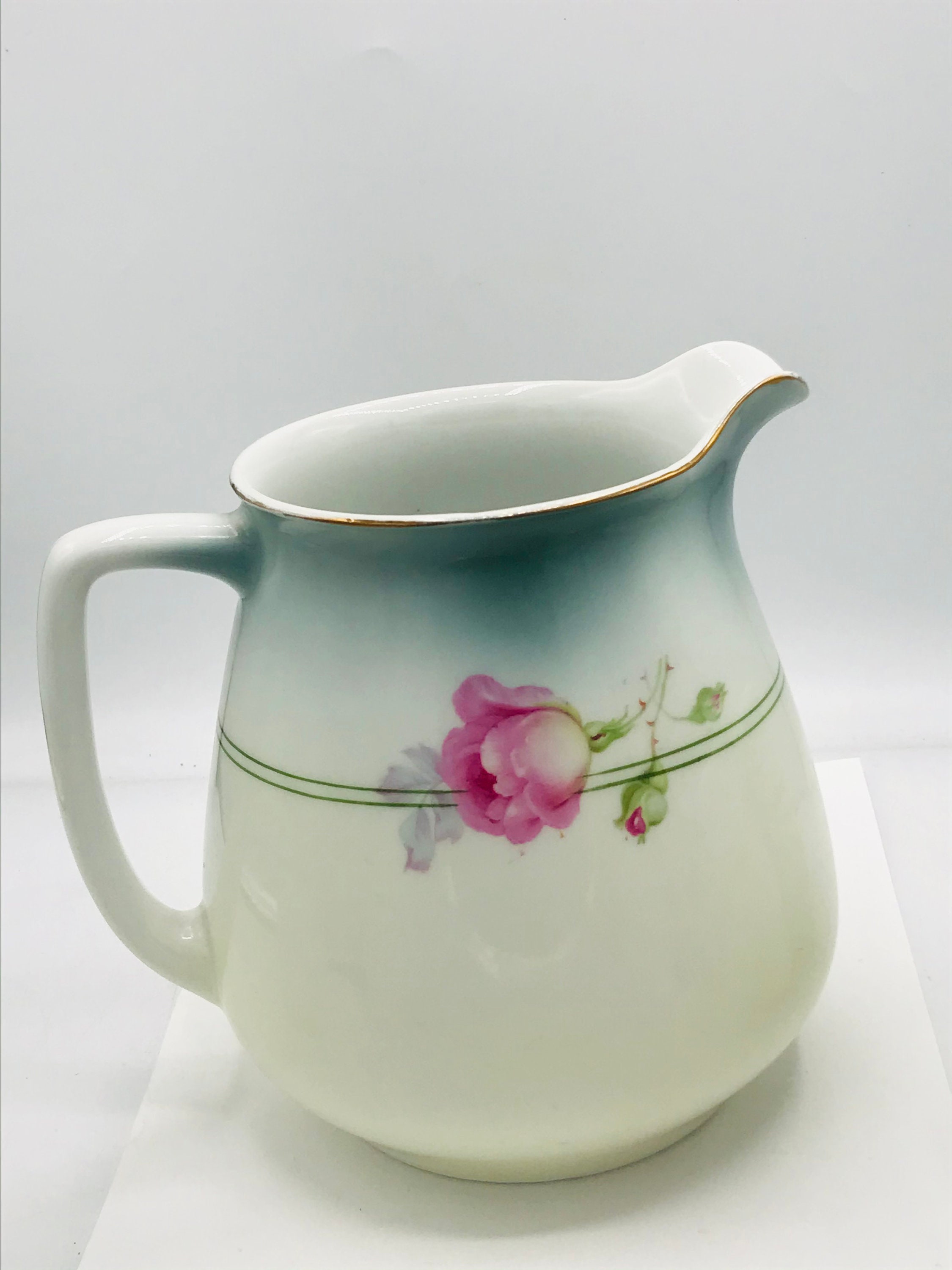 Antique 6 PC Pitcher and Tumbler Set Porcelain Hand Painted | Etsy