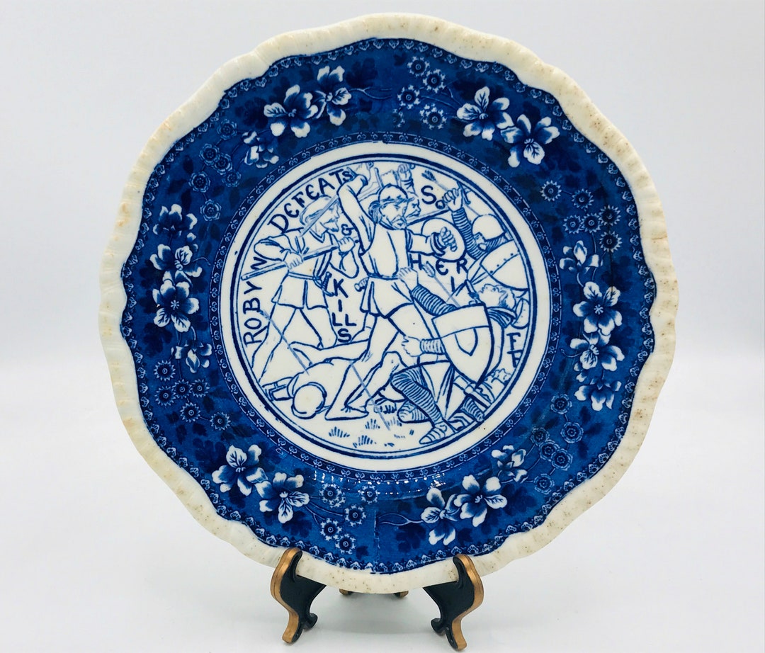 Rare Antique Robyn Defeats Flow Blue Plate Copeland- Old Mark 1894 ...