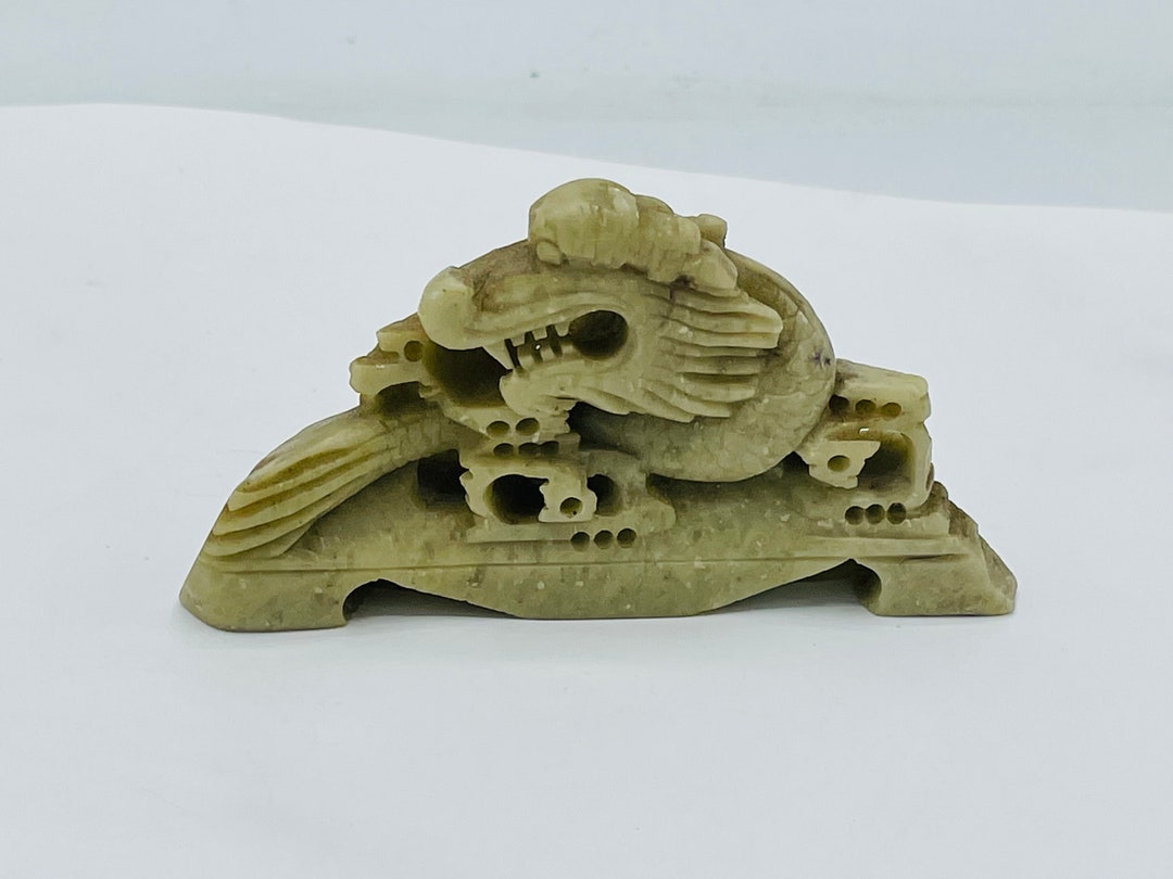 Vintage Carved Soapstone Dragon Figurine - 3.5 - Etsy