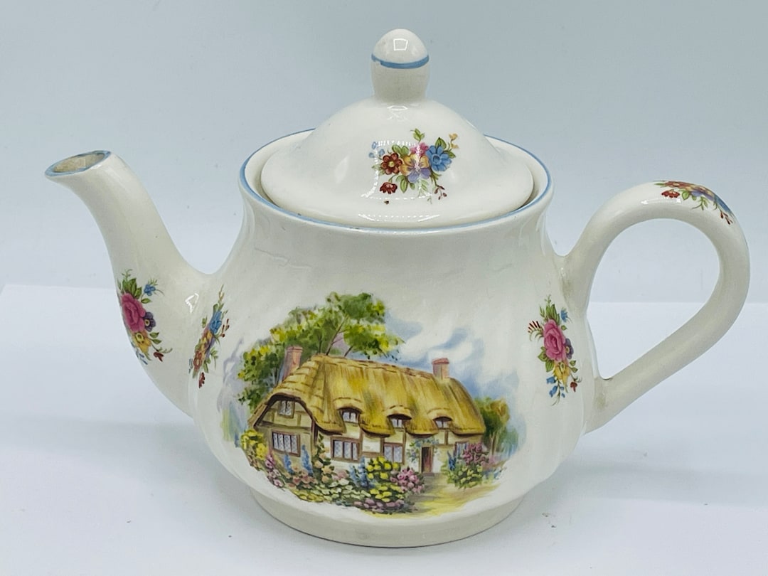 Arthur Wood & Son Cottage and Floral Teapot Staffordshire England - Etsy