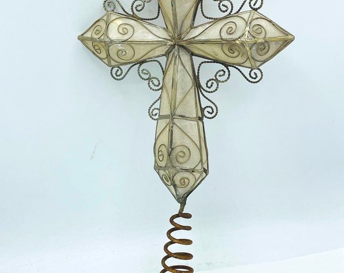 Vintage Capiz Shell Cross Tree Topper Cross- Christmas Decoration - Etsy
