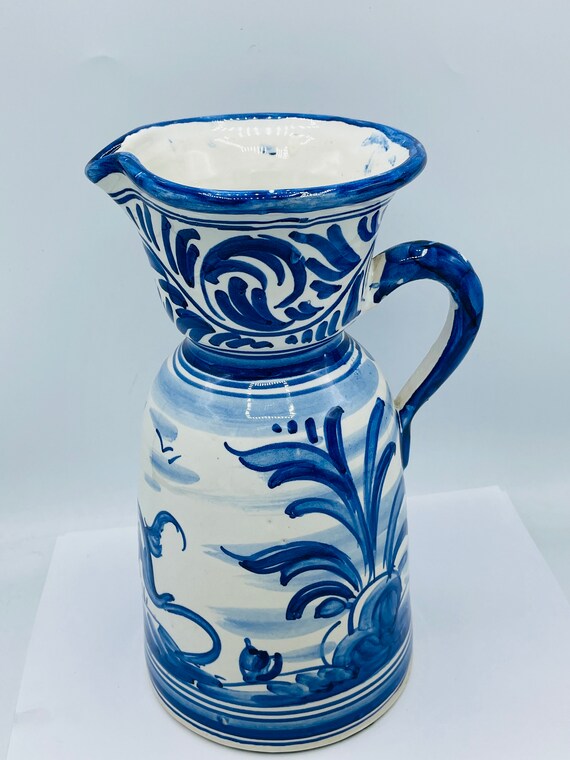 Antique Style Home Provincial Blue and White Pitcher Enesco Japan ...