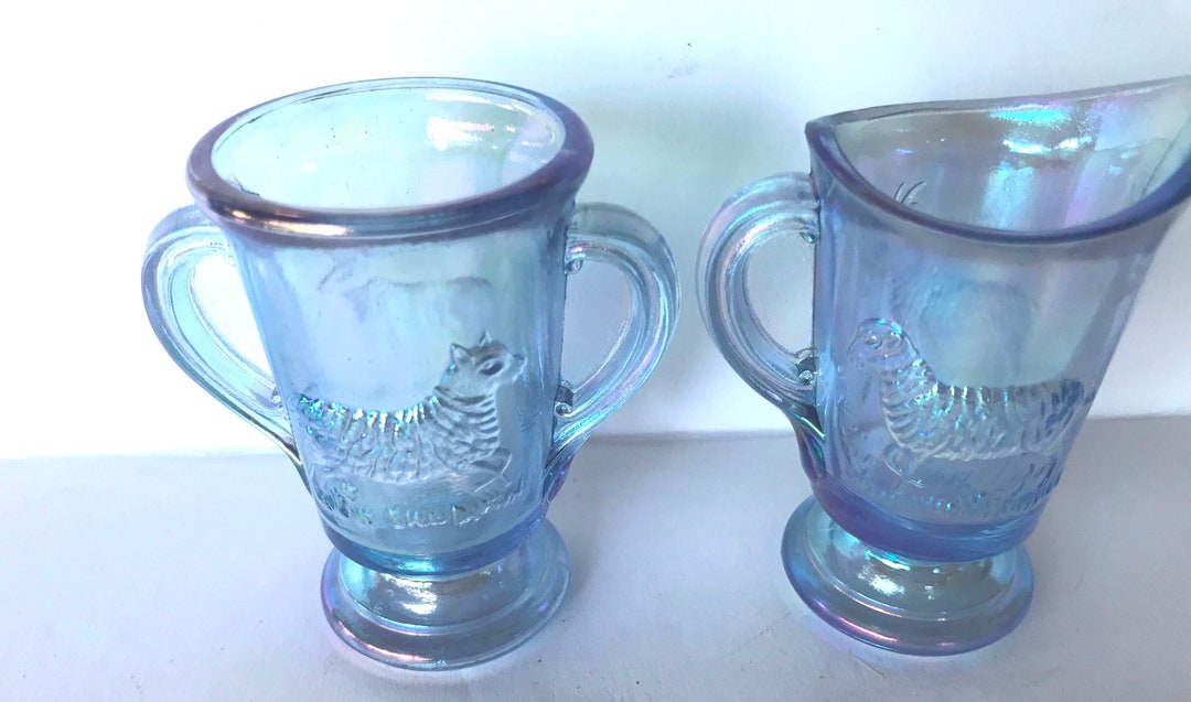 Boyd Glass Children's Lamb Set Purple Carnival Iridescent- Pitcher ...