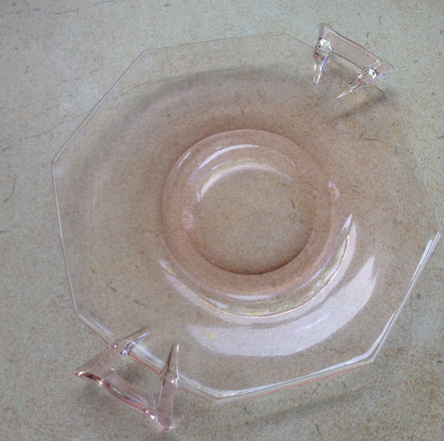 Vintage Pair Salmon Pink Octagon Bon Bon Plate With Handles | Etsy