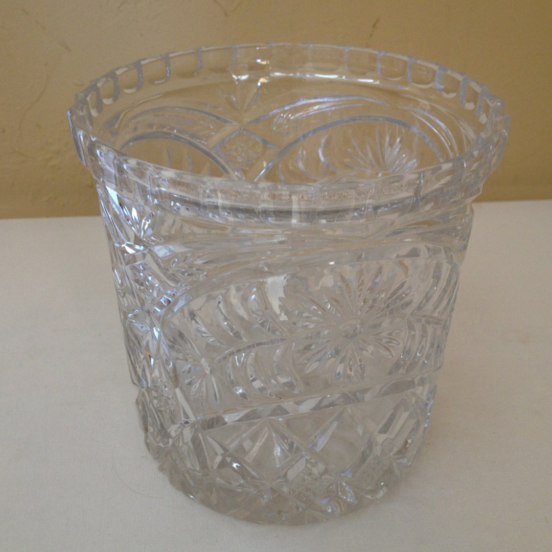 Vintage Lead Crystal Wine , Ice or Wine Bucket - With Floral and ...