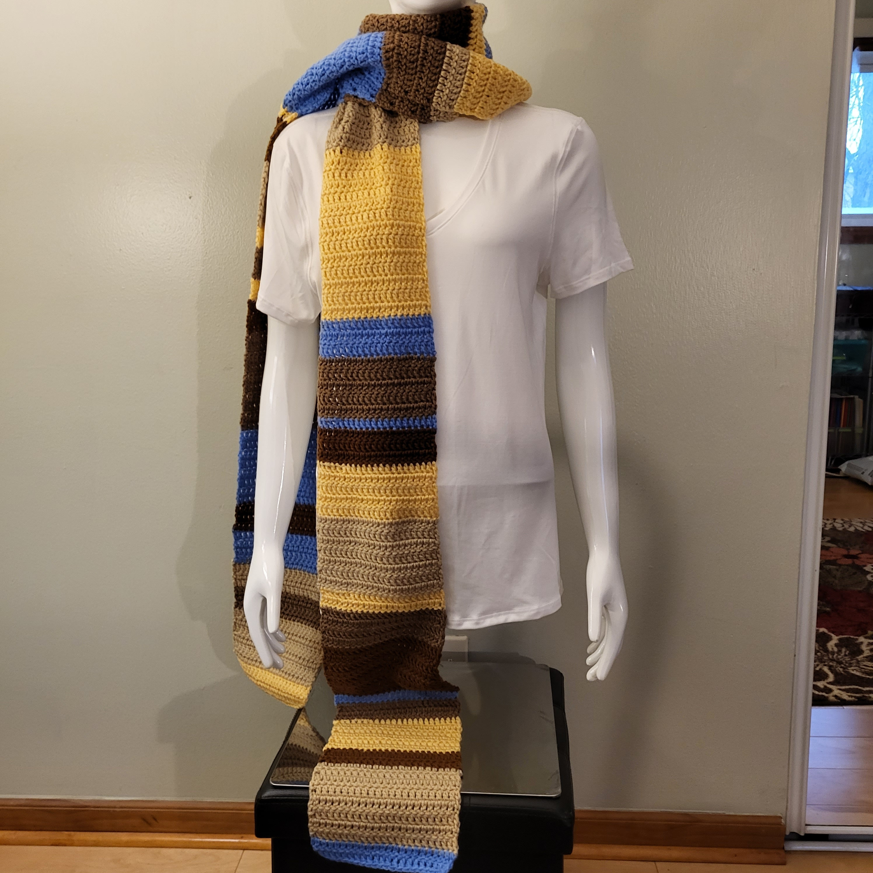 Beige and Brown Striped Super Long Scarf - Etsy