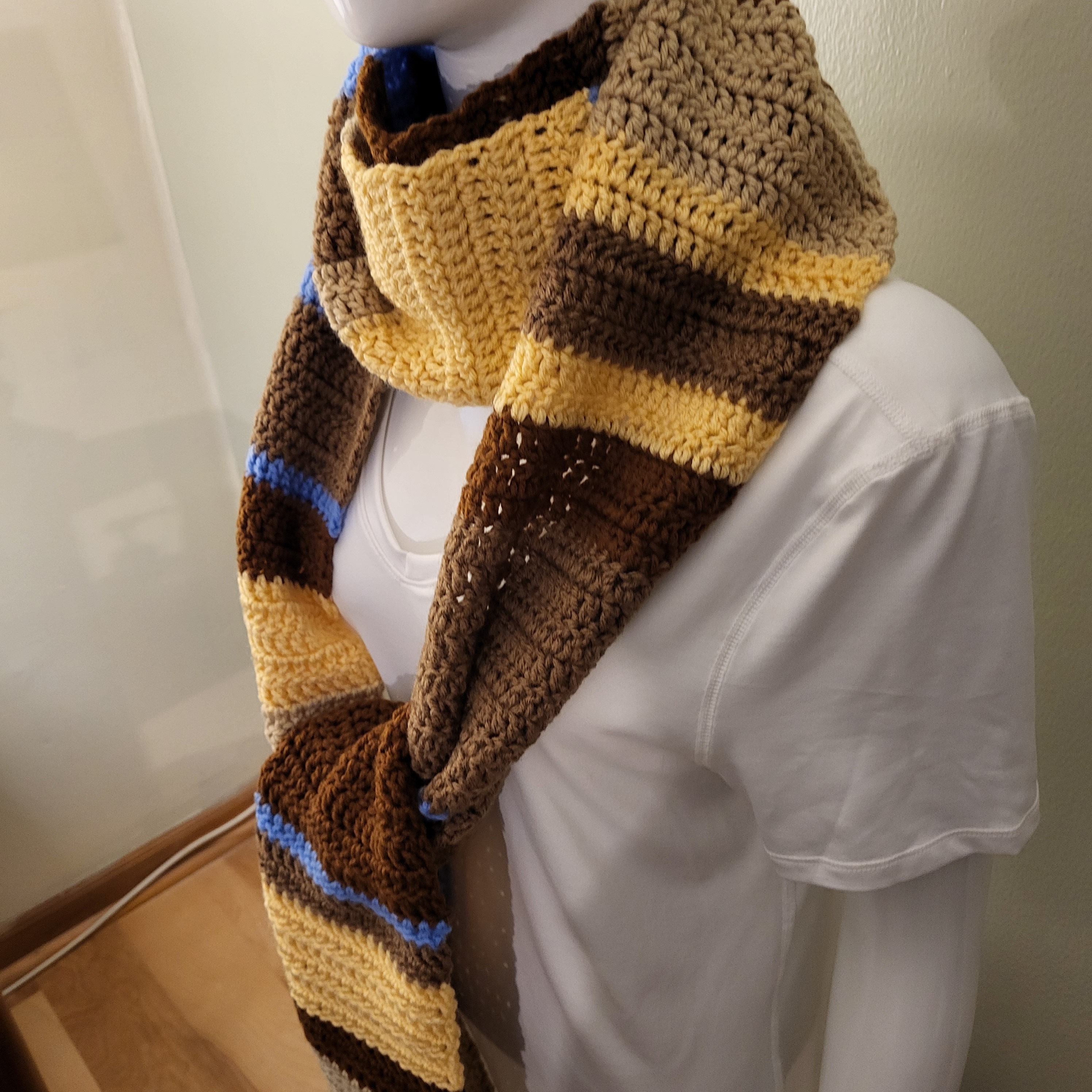 Beige and Brown Striped Super Long Scarf - Etsy