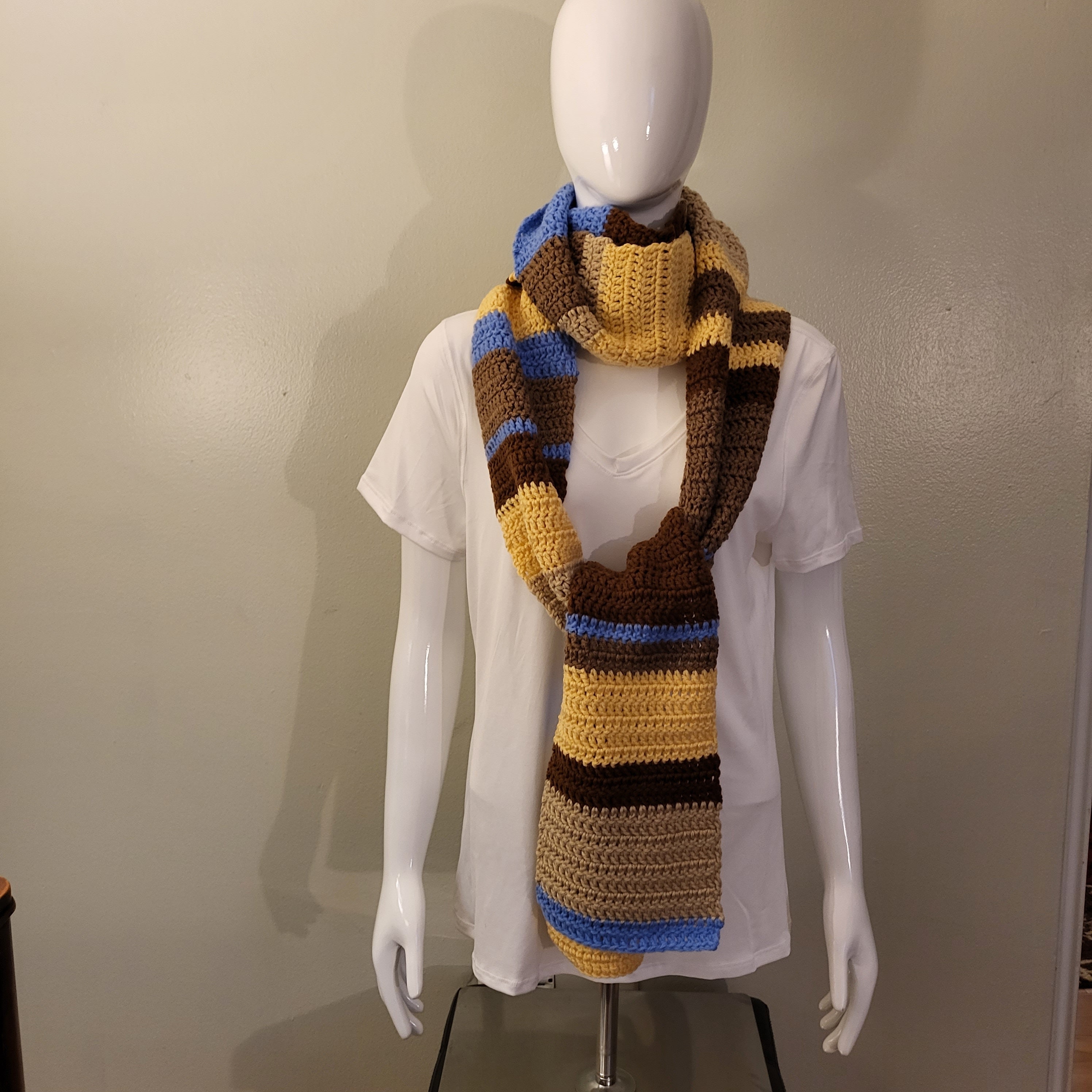 Beige and Brown Striped Super Long Scarf - Etsy