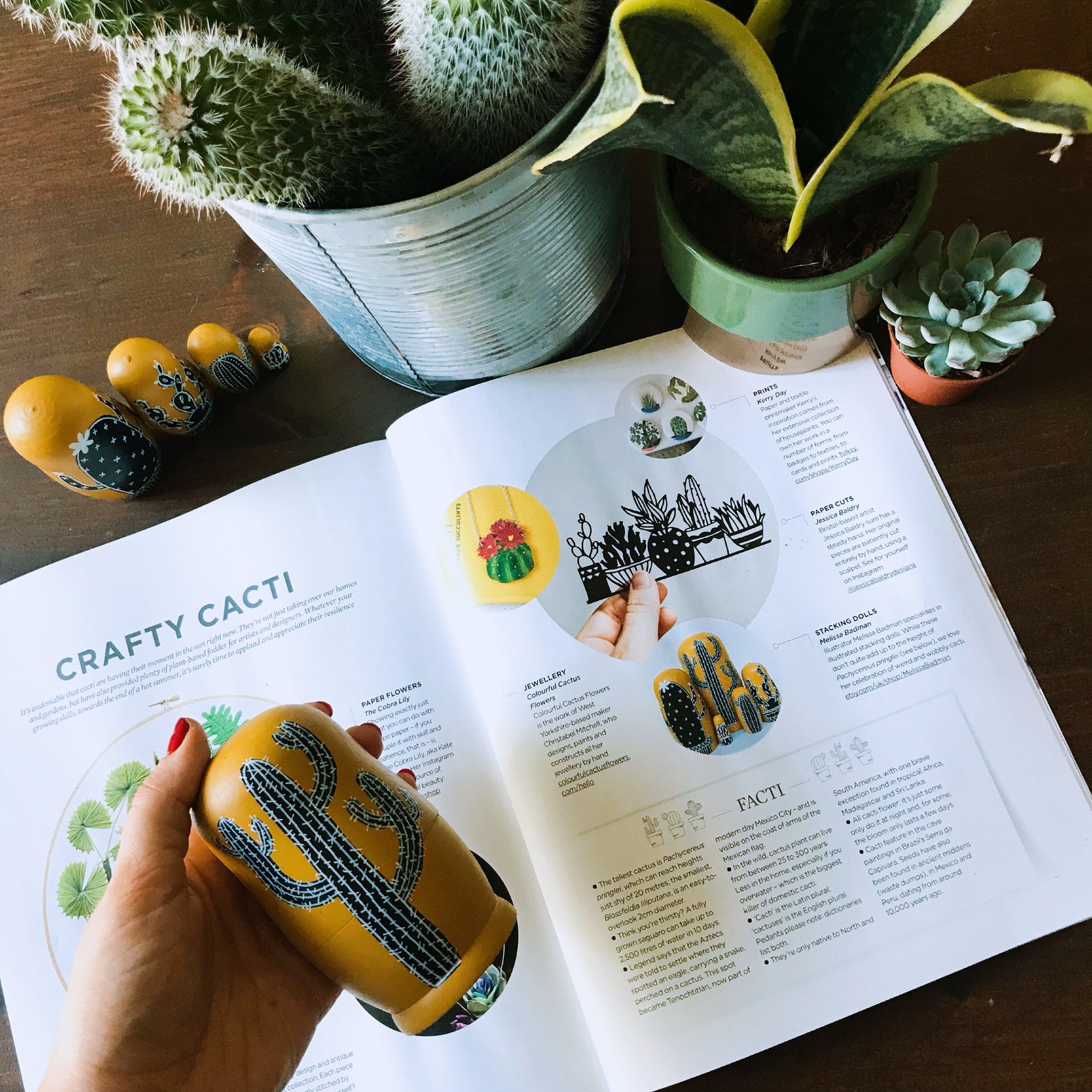 Mustard and Charcoal Grey Cactus Nesting Dolls, Russian Dolls in Dolls ...