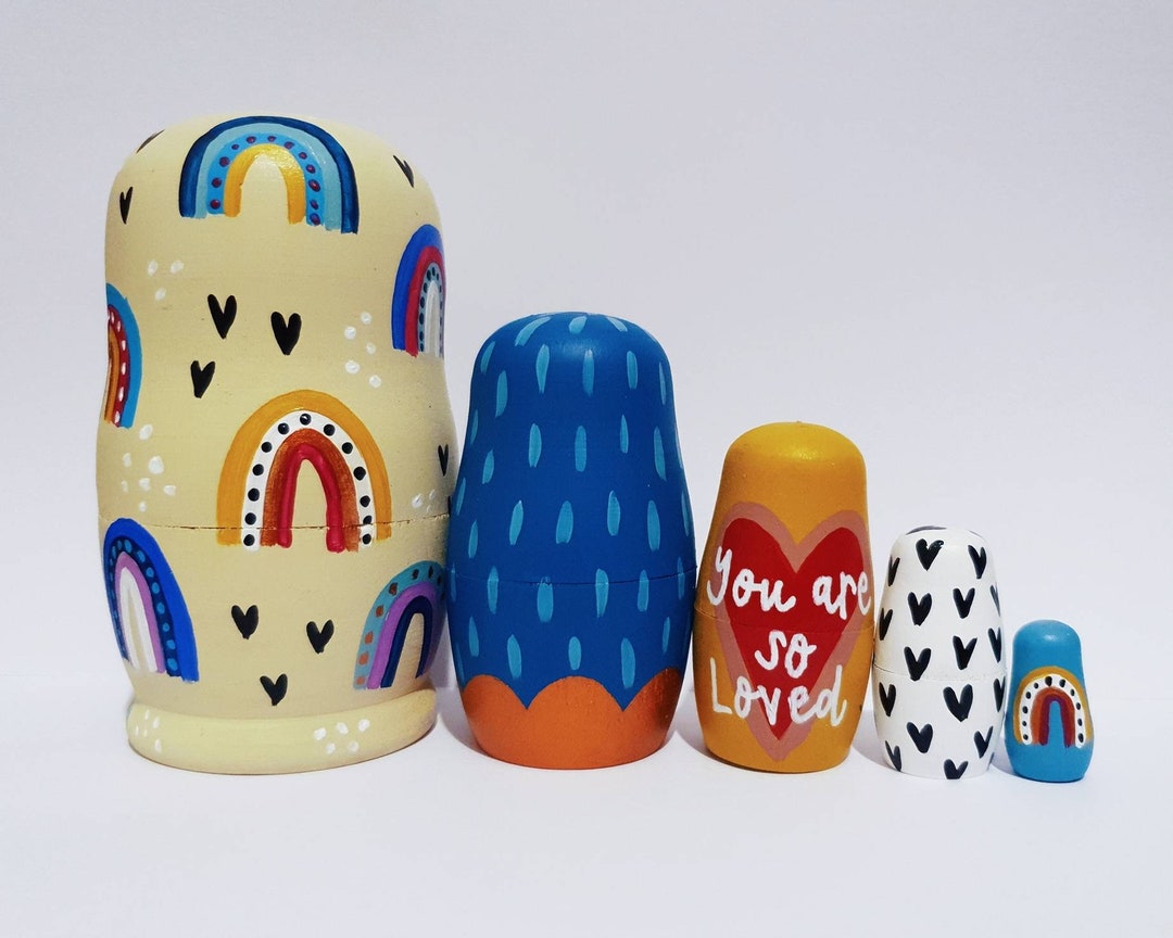 Rainbow Nesting Dolls, Rainbow Decor, Russian Dolls, Matryoshka Rainbow ...