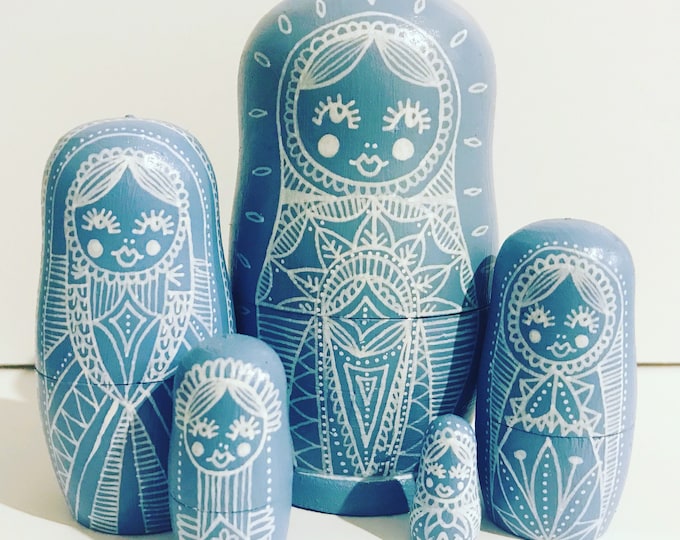 Nesting Dolls, Duck Egg Blue Decor, Russian Matryoshka Dolls. - Etsy UK