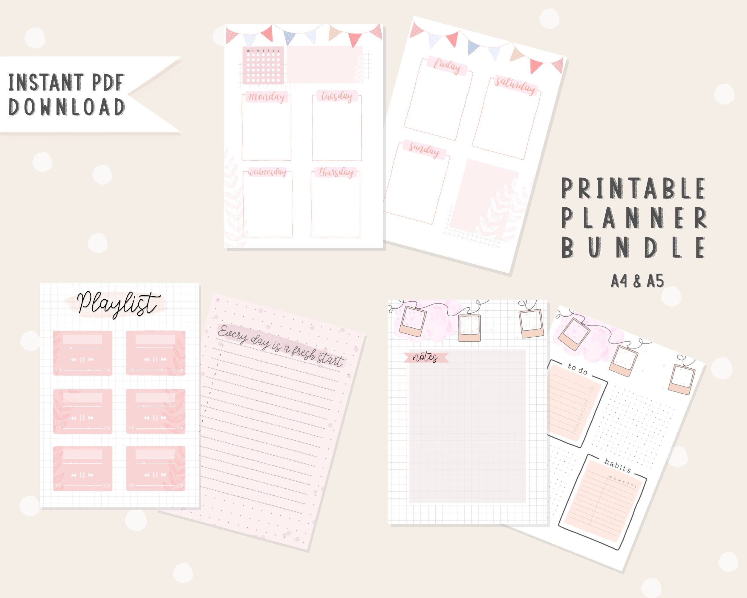 Paper Paper & Party Supplies Complete Bundle set Bujo printable Journal ...
