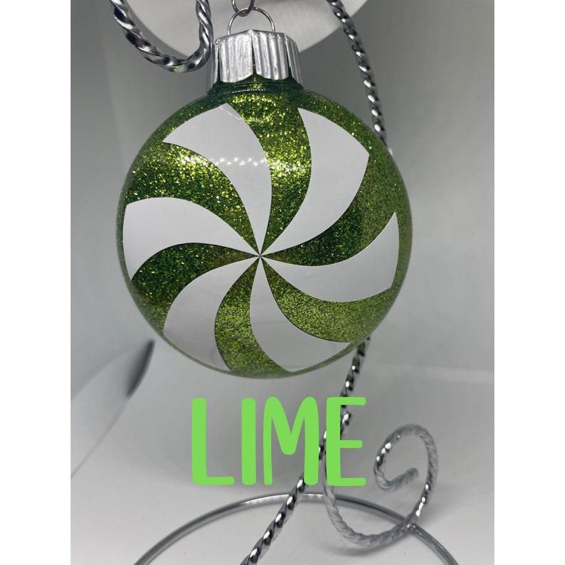 Glitter Peppermint Plastic Disc Christmas Ornaments Sparkly Candy ...