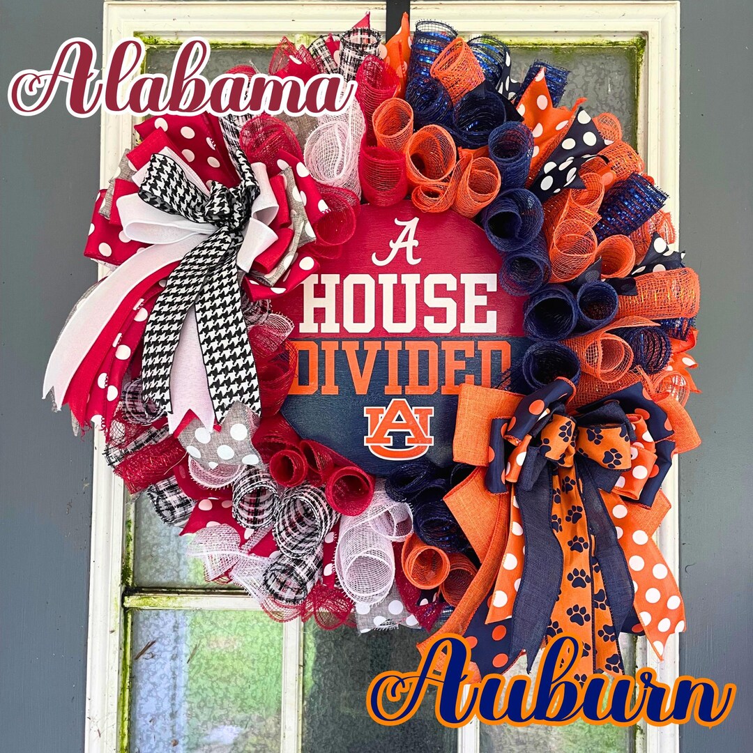Custom Personalized House Divided Wreath Front Door Decor for Football ...