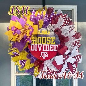 Custom Personalized House Divided Wreath Front Door Decor for Football ...