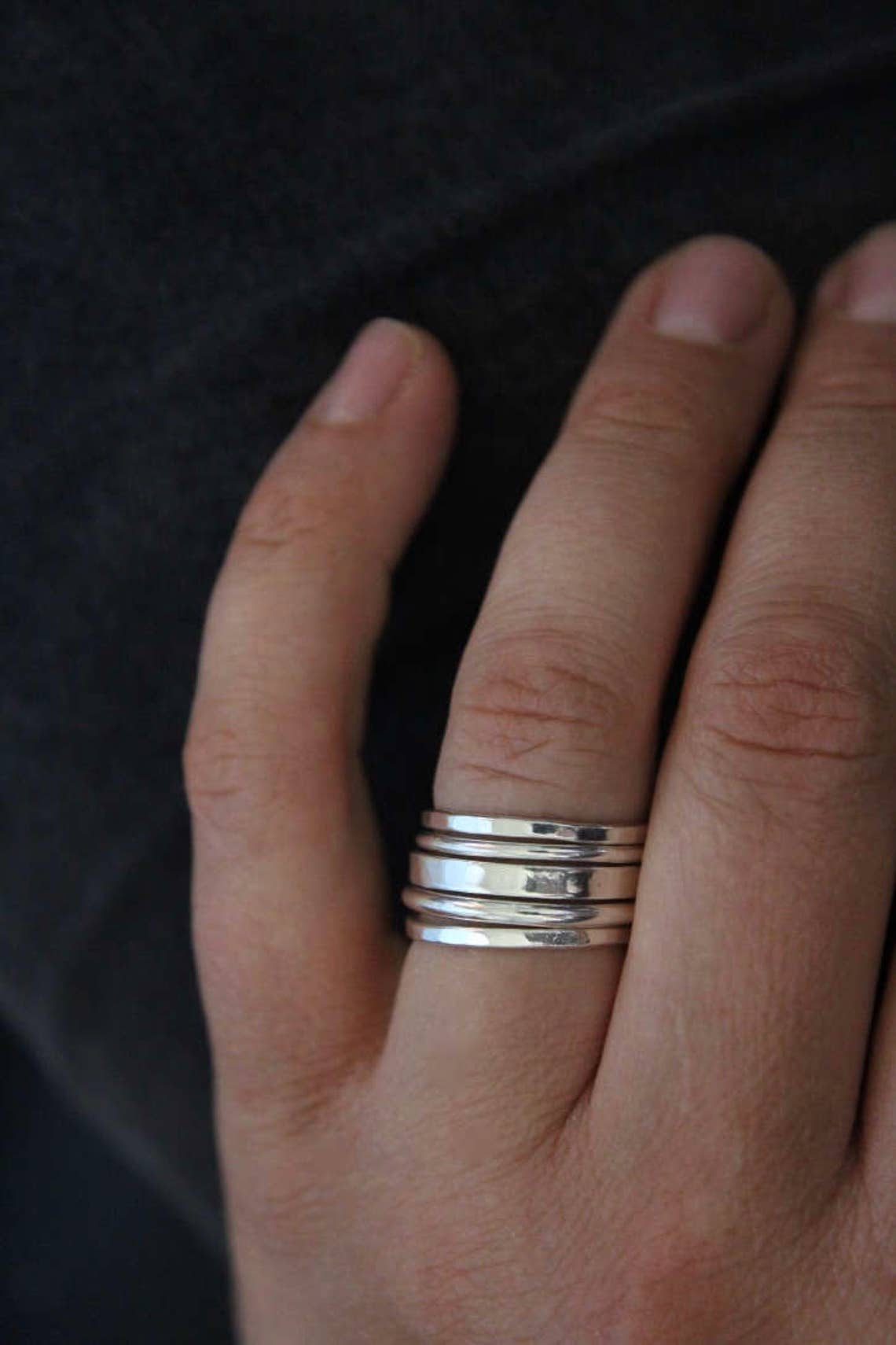 Set of 5 Sterling Silver Stacking Rings.stackable Rings.silver - Etsy