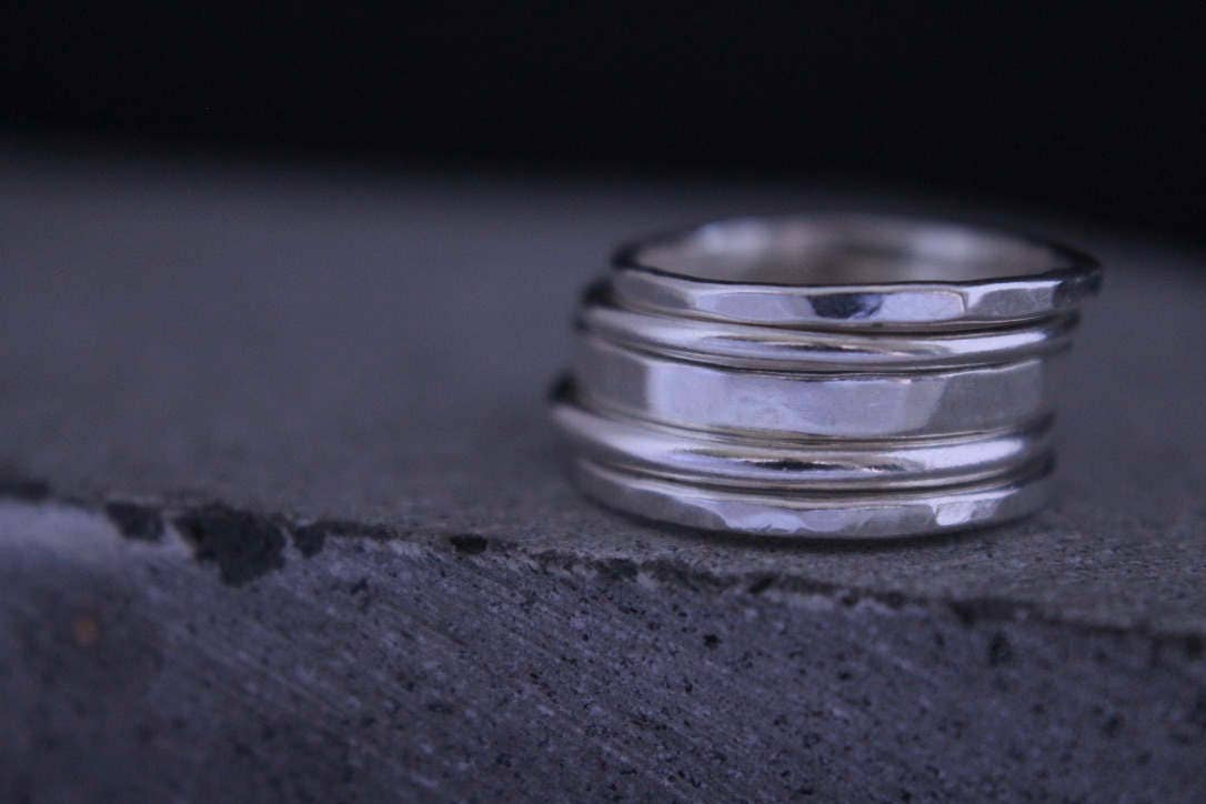 Set of 5 Sterling Silver Stacking Rings.stackable Rings.silver - Etsy