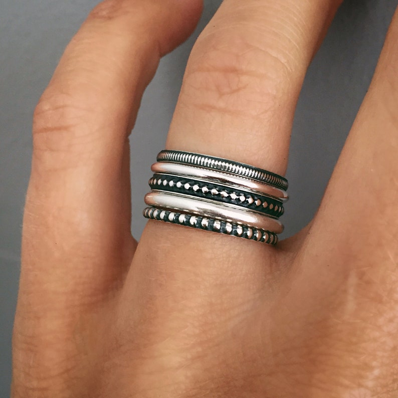 Stacking rings.Stackable rings.Silver stacking rings.Set of | Etsy