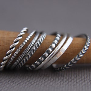Sterling Silver Stacking Rings.silver Stack Rings.stack of 8.custom ...