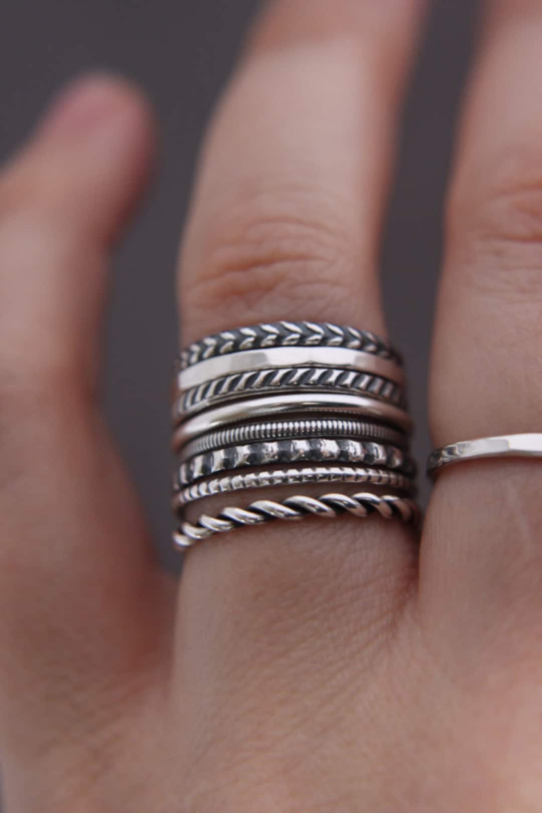 Sterling Silver Stacking Rings.silver Stack Rings.stack of 8.custom ...