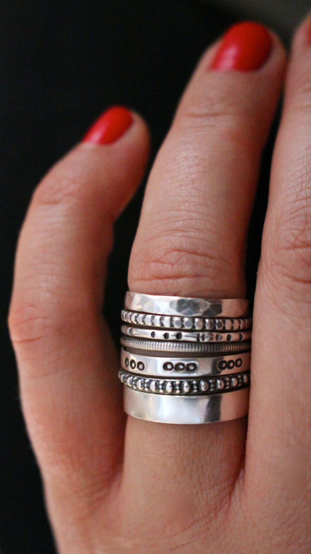 Sterling Silver Stacking Rings.stackable, Textured Rings.silver Stacks ...