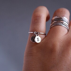 Sterling Silver Initial Ring.stacking Ring With Initials.custom Made Jewellery.custom Ring.hand ...