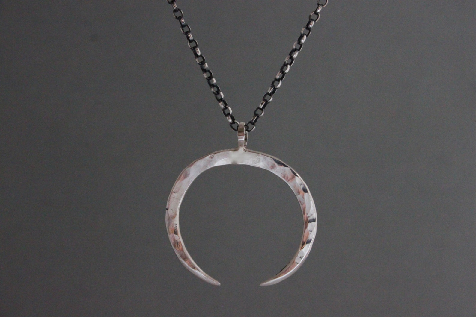 Sterling Silver Moon.crescent Necklace. - Etsy