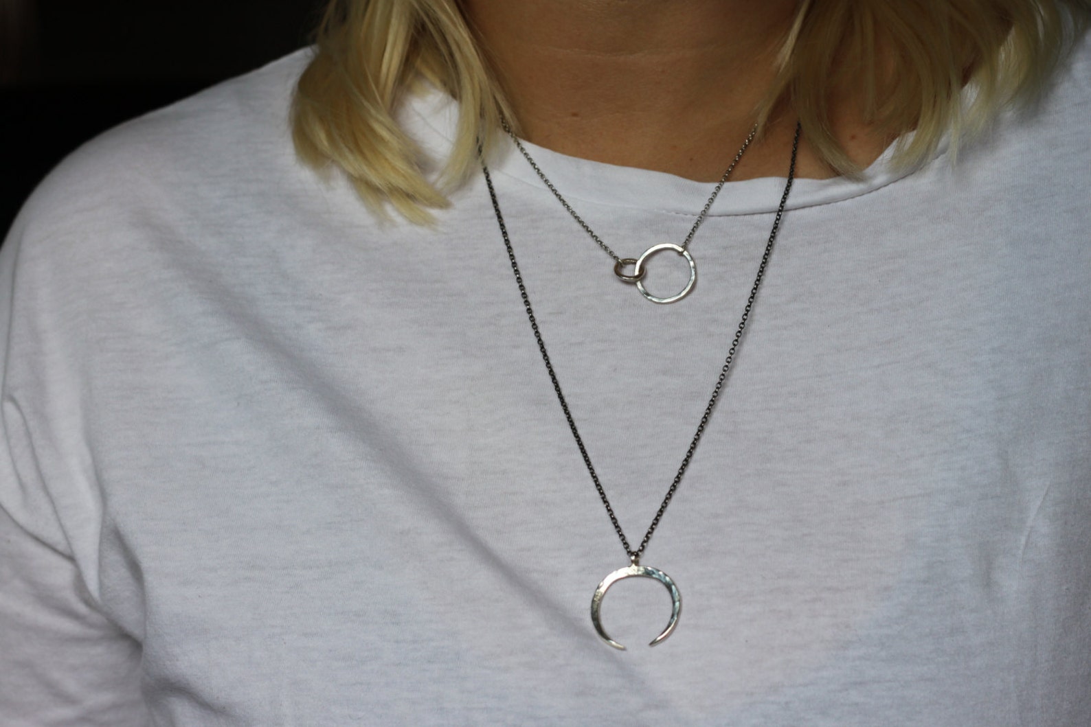 Sterling Silver Moon.crescent Necklace. - Etsy