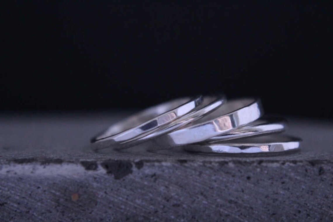 Set of 5 Sterling Silver Stacking Rings.stackable Rings.silver - Etsy