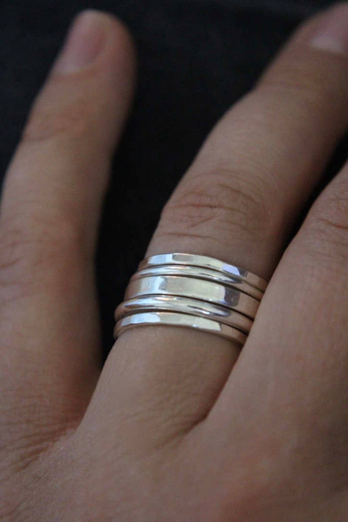 Set of 5 Sterling Silver Stacking Rings.stackable Rings.silver - Etsy