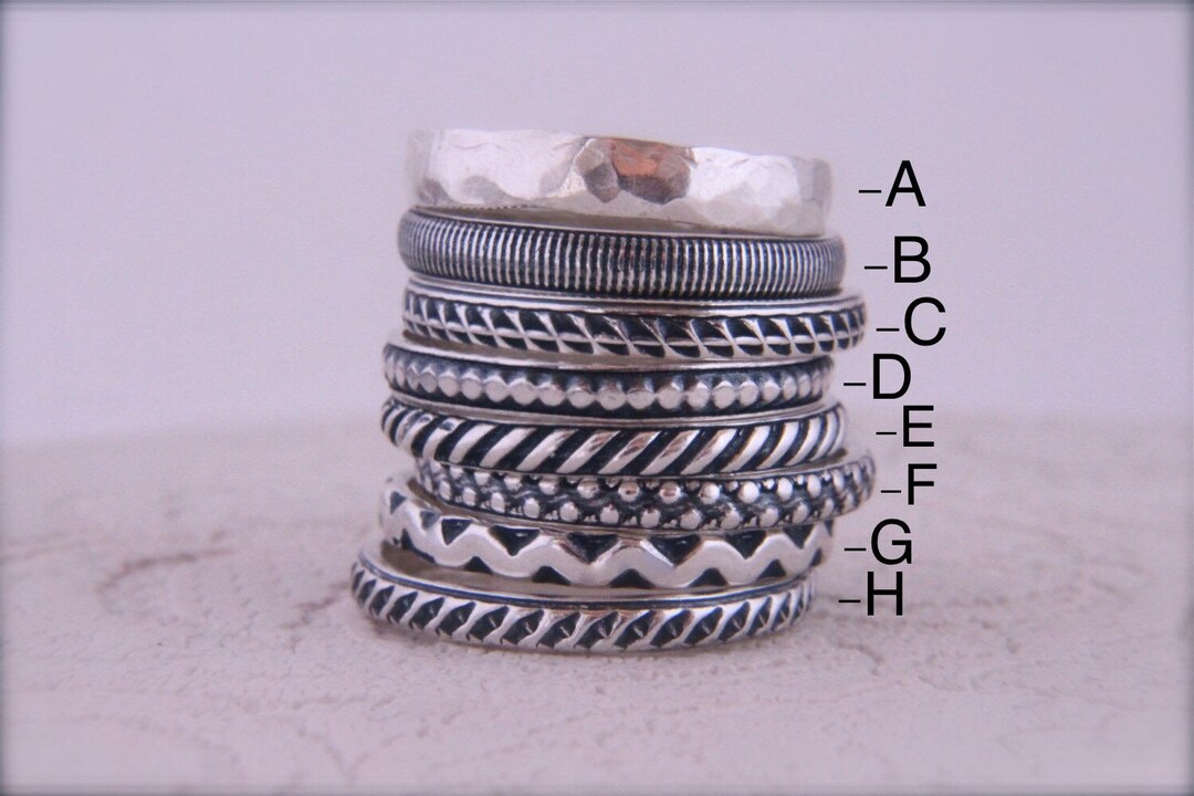 Sterling Stackable Rings.stack Rings.silver Rings.stacking Rings.rustic ...