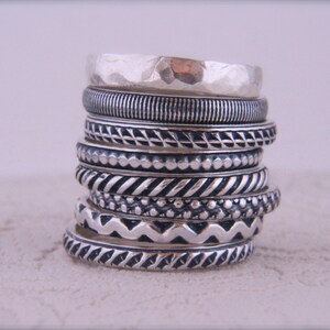 Sterling Stackable Rings.stack Rings.silver Rings.stacking Rings.rustic Rings.band Rings ...