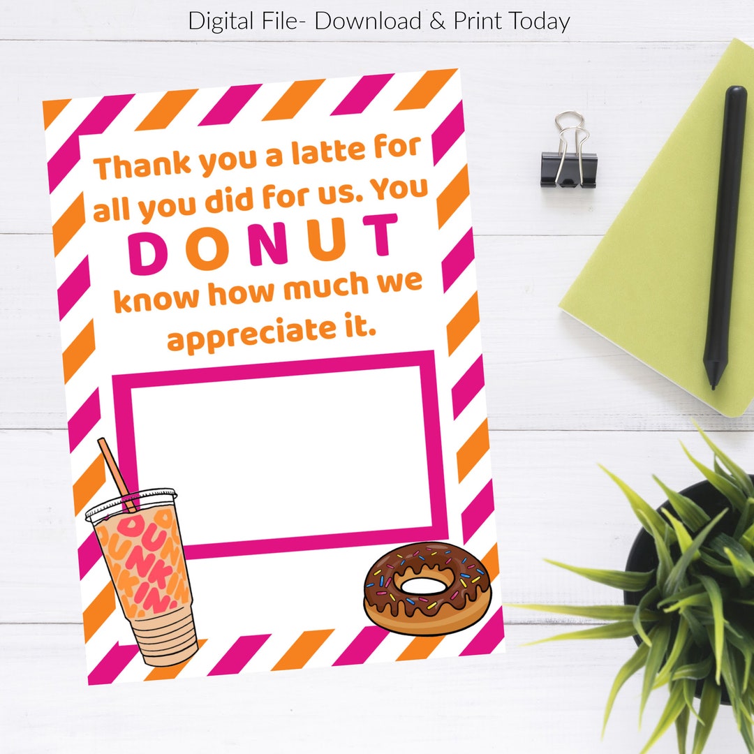 Dunkin Gift Card Holder- Thanks a Latte - Etsy