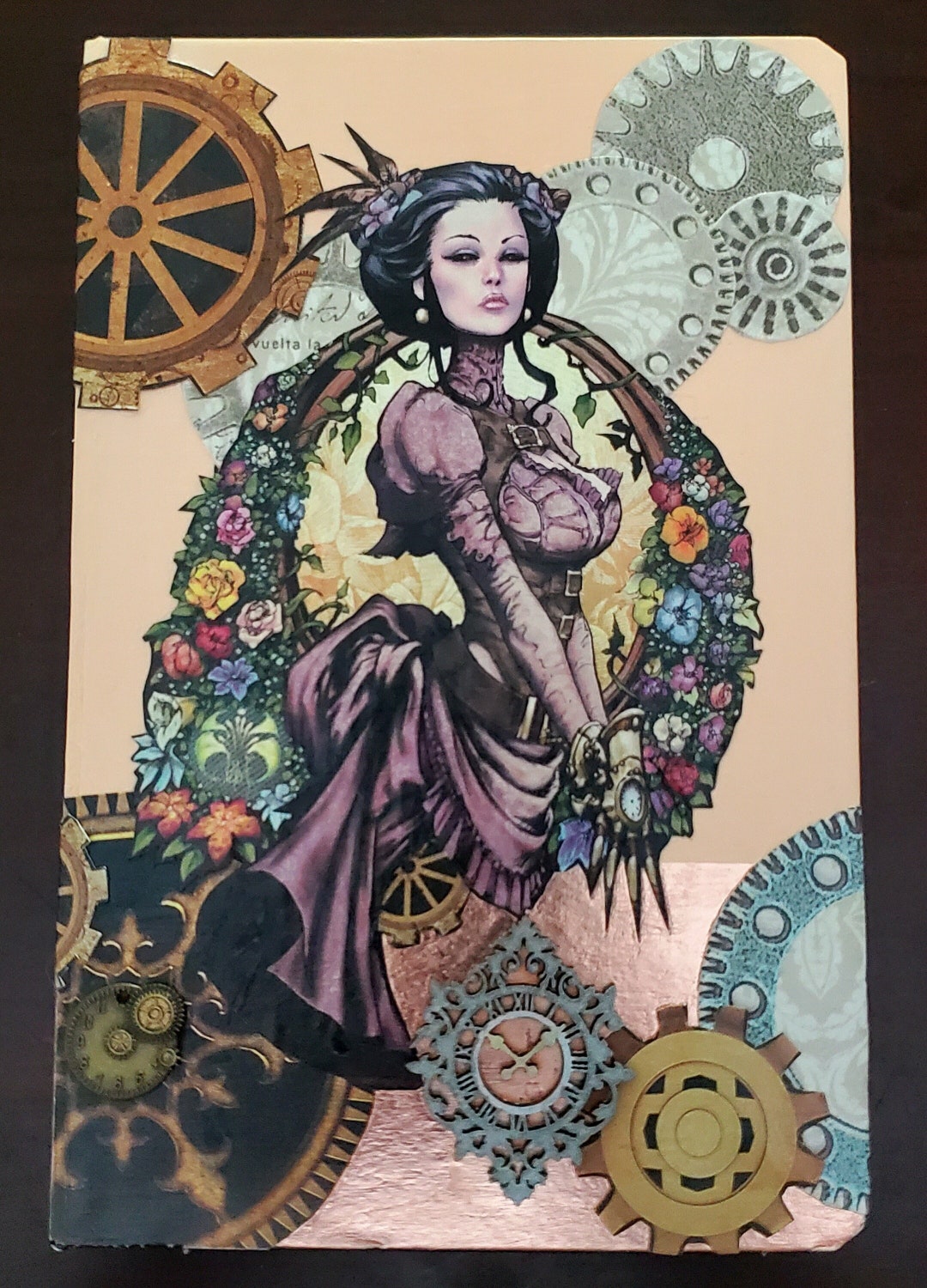 Steampunk Journal, Victorian Diary, Notebook, Clocks, Gears, Hardbound ...