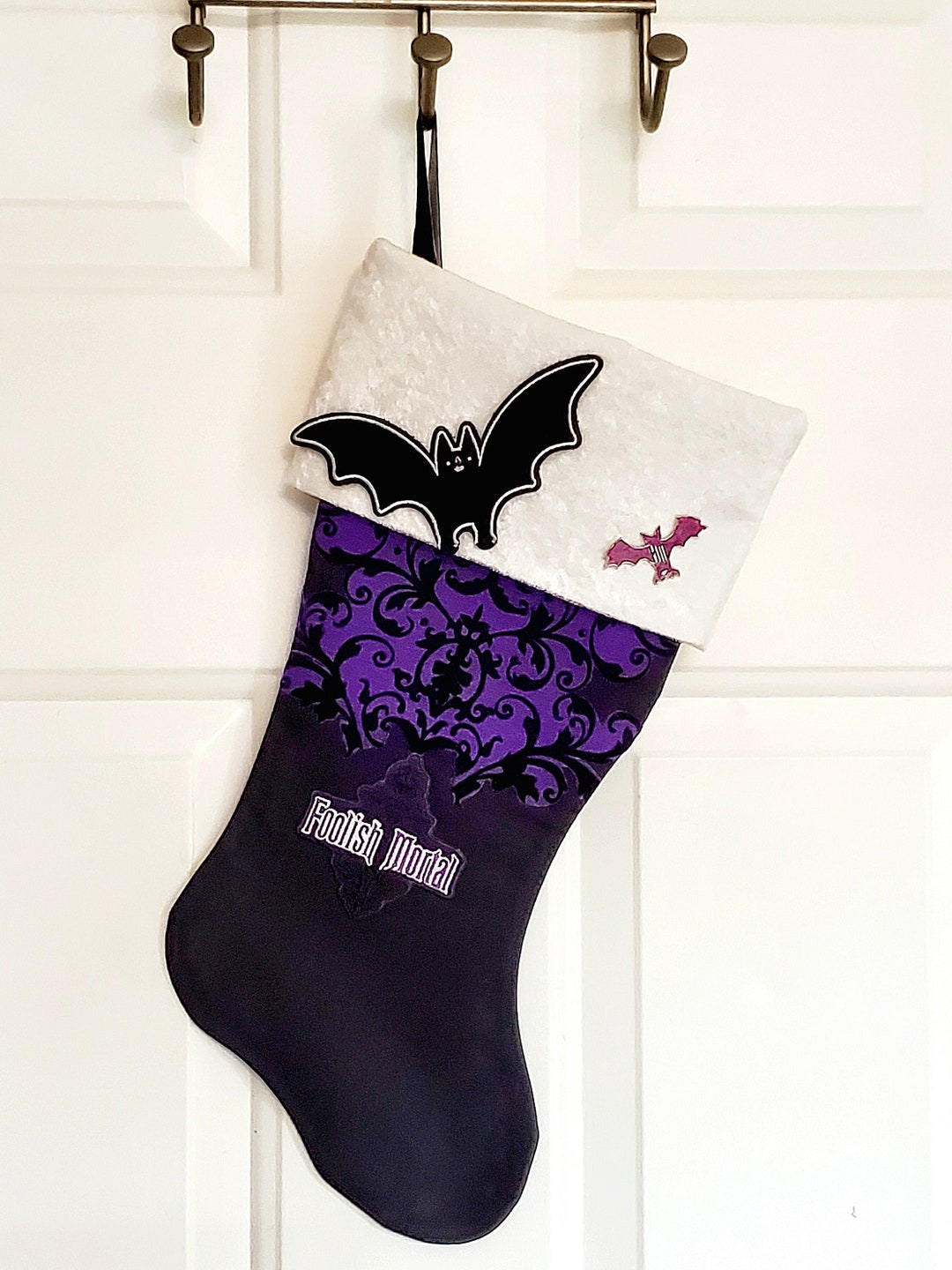 Haunted Mansion Stocking, Disneyland, Goth Christmas Decor, Bat, Disney ...